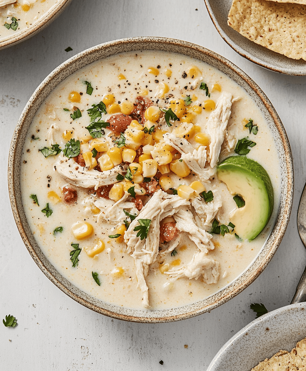 Mexican Street Corn White Chicken Chili Recipe - Savory Kitchen Stories