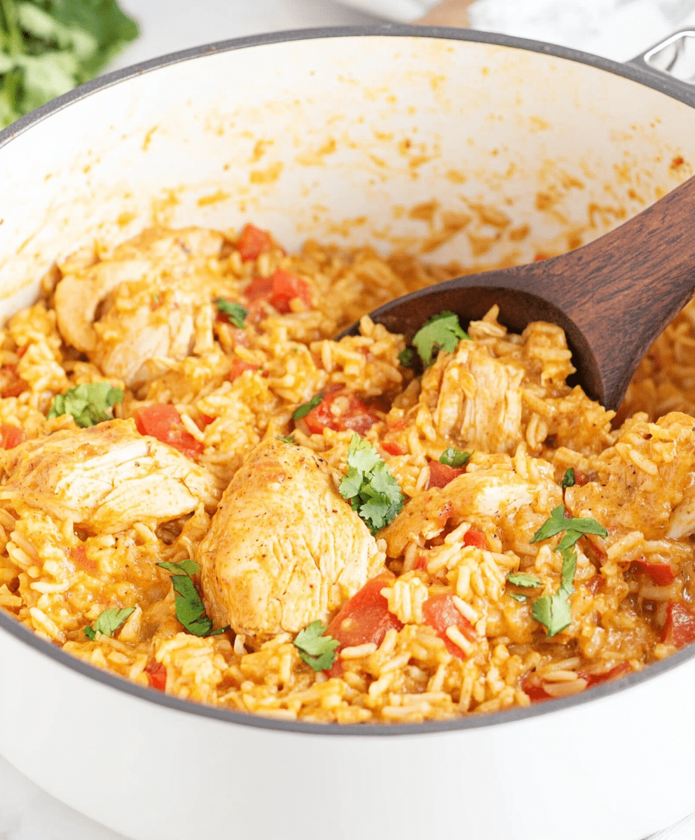 Easy One Pot Queso Chicken And Rice Recipe - Savory Kitchen Stories