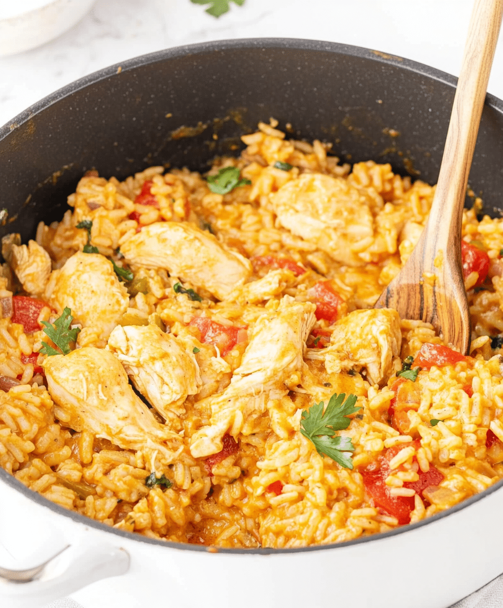 Easy One Pot Queso Chicken And Rice Recipe - Savory Kitchen Stories