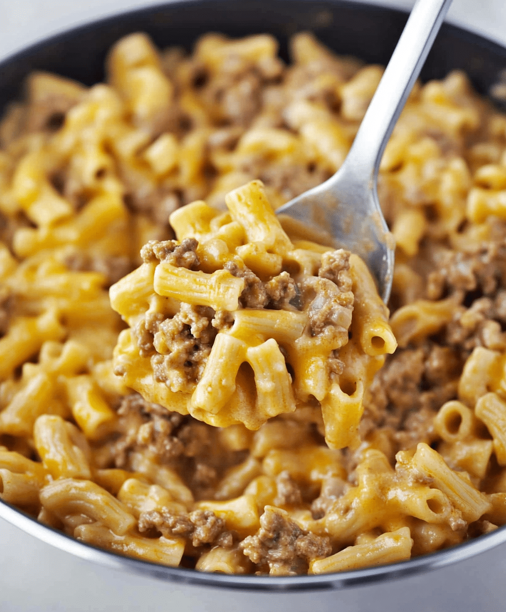 One-pot Cheeseburger Pasta Recipe - Savory Kitchen Stories