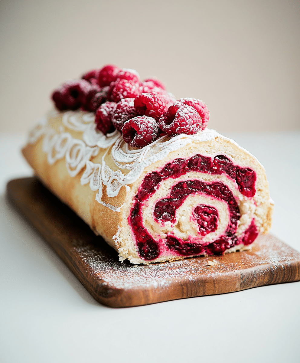 Christmas Raspberry Cake Roll Recipe - Savory Kitchen Stories