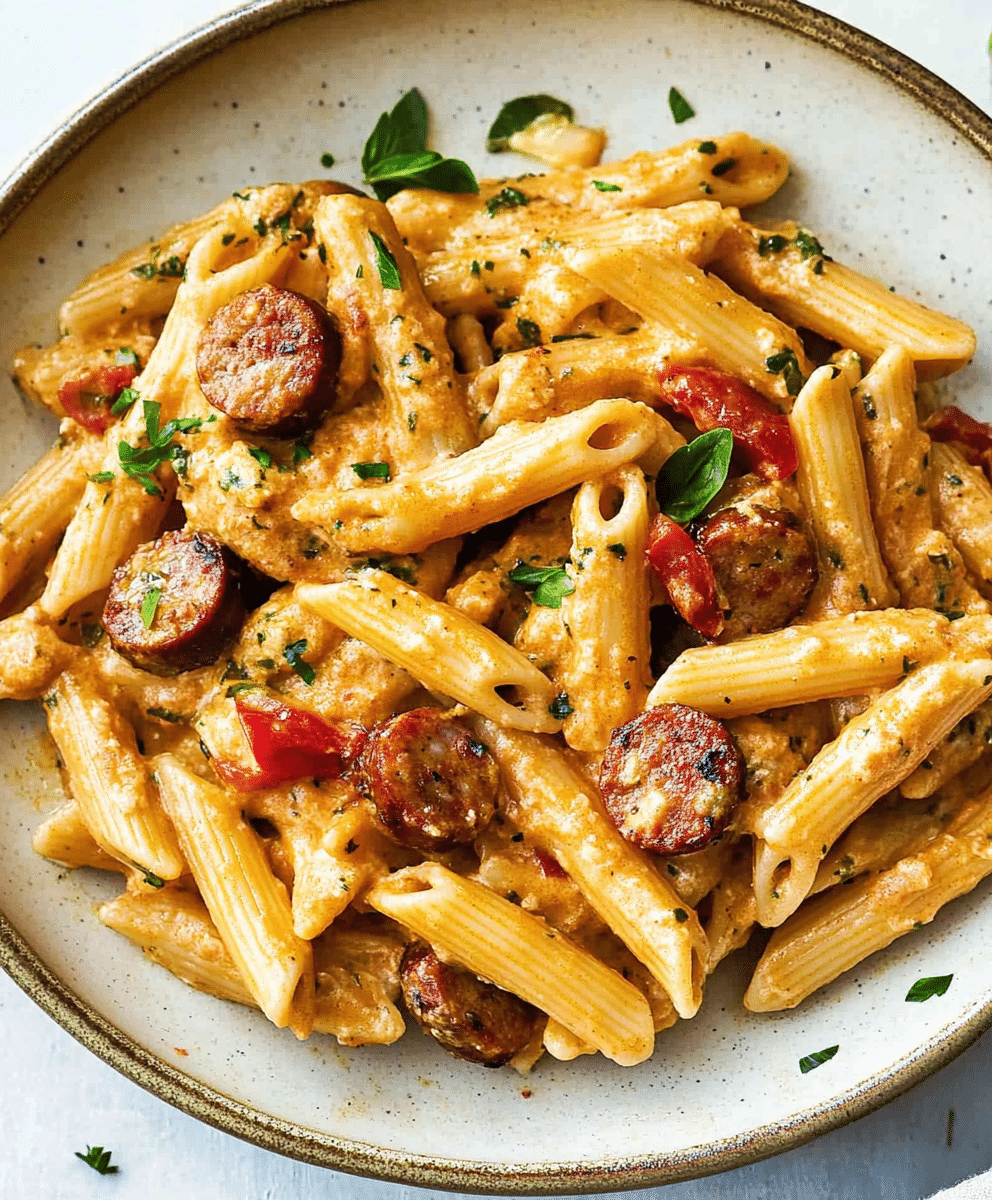 Creamy Cajun Sausage Pasta Recipe - Savory Kitchen Stories