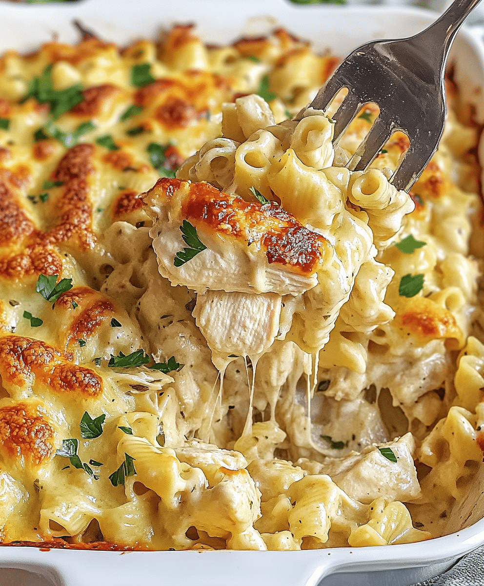 Garlic Parmesan Chicken Pasta Bake Recipe - Savory Kitchen Stories