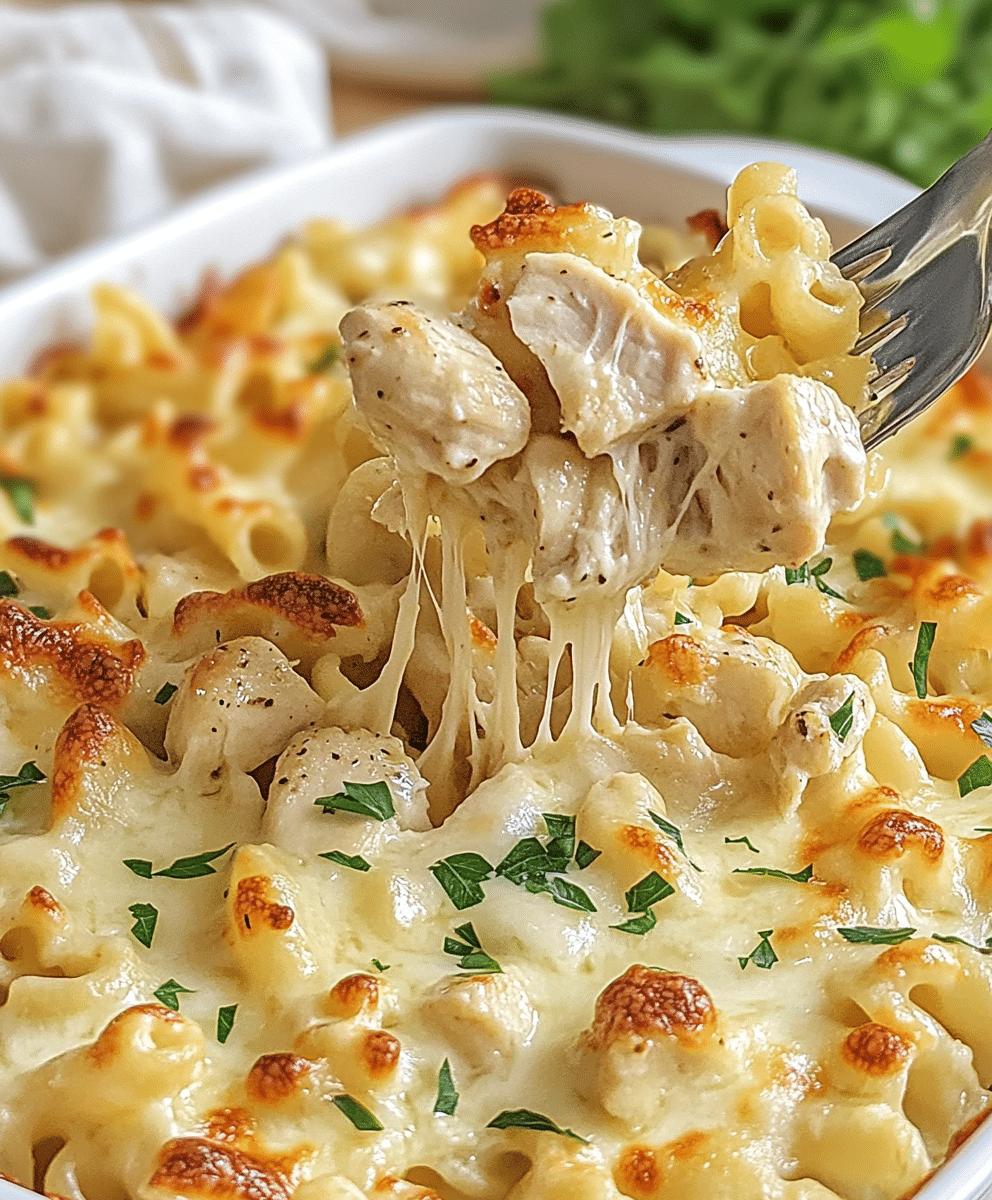 Garlic Parmesan Chicken Pasta Bake Recipe - Savory Kitchen Stories