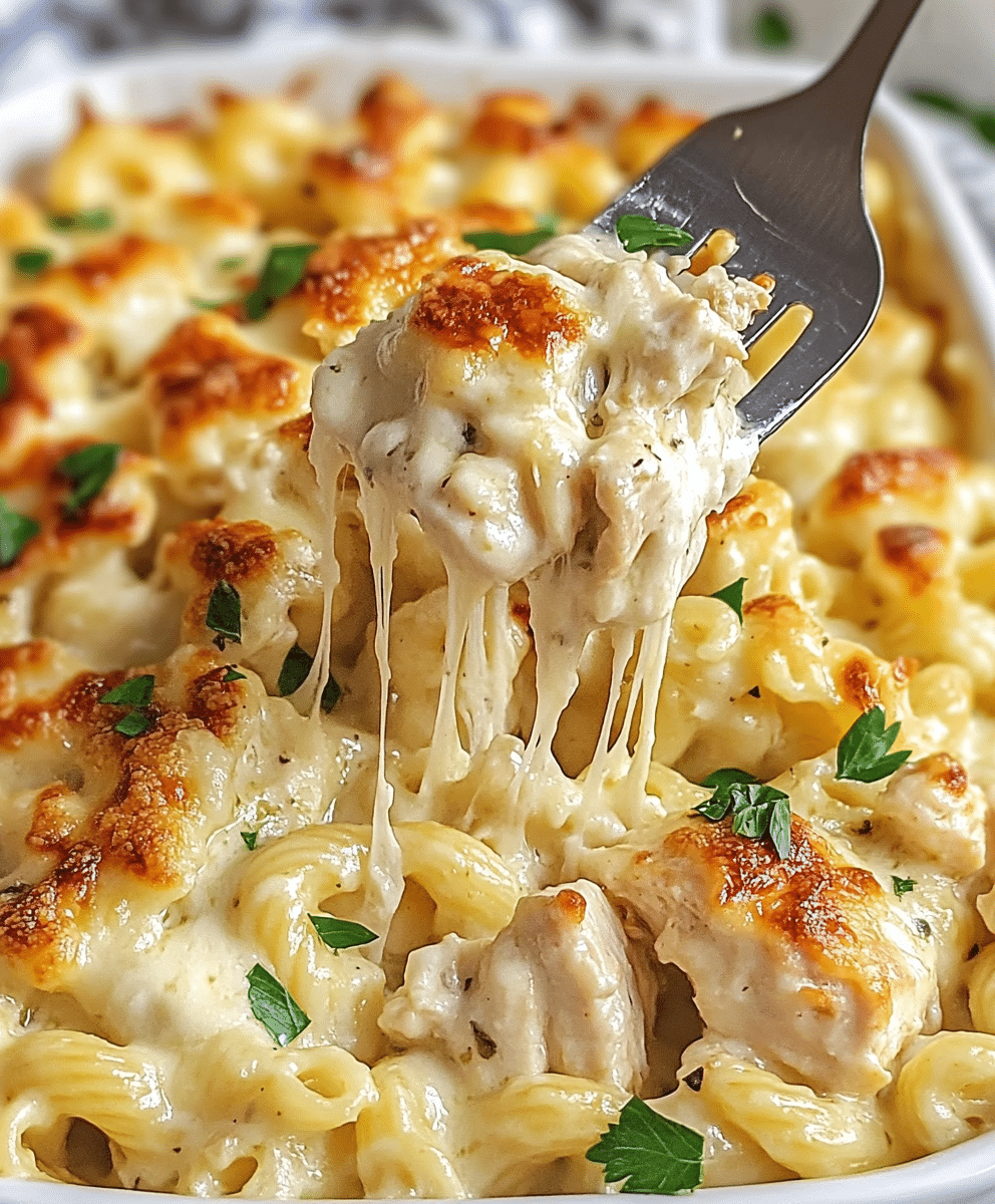 Garlic Parmesan Chicken Pasta Bake Recipe - Savory Kitchen Stories