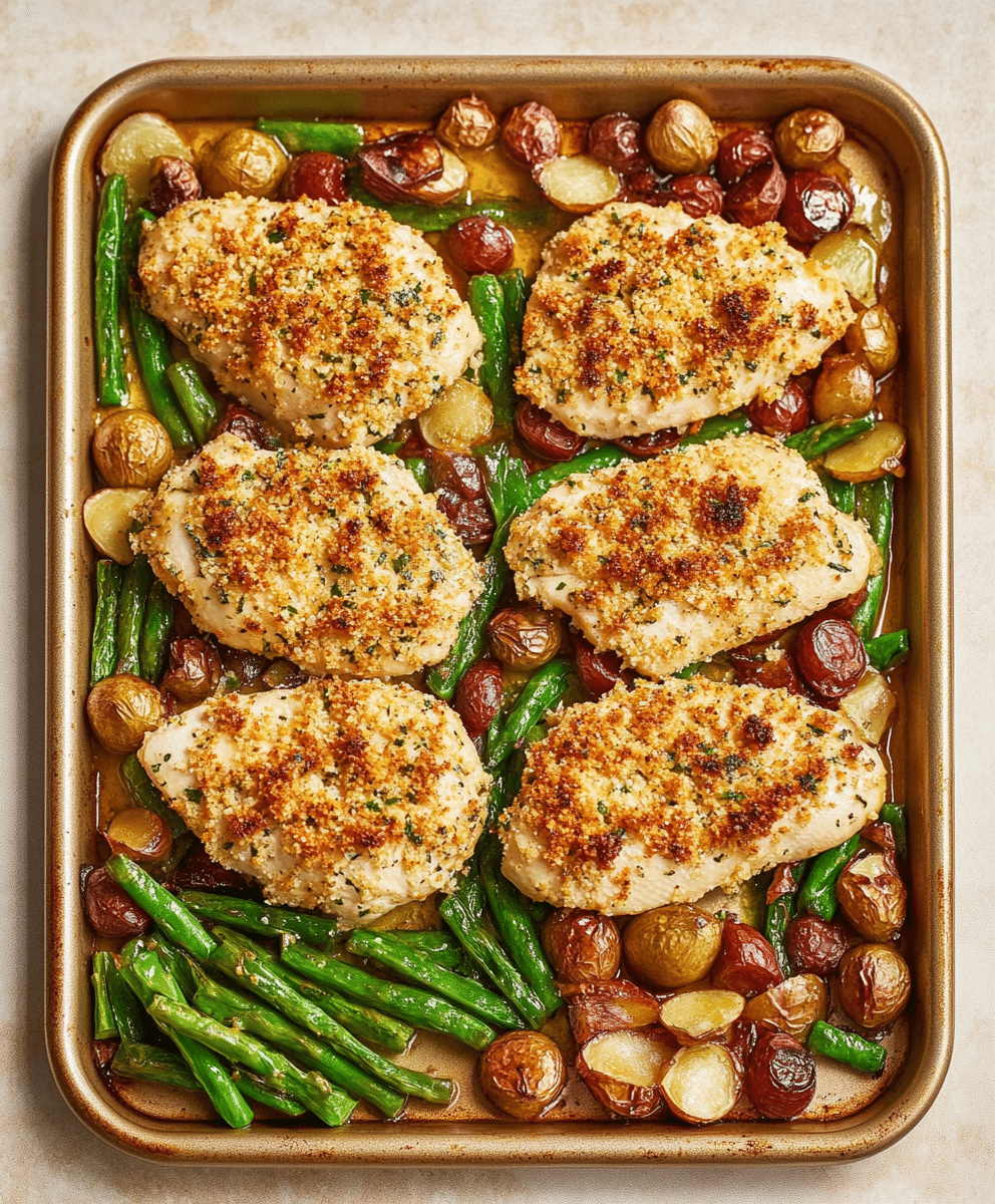 Parmesan Crusted Chicken Sheet Pan Dinner Recipe - Savory Kitchen Stories