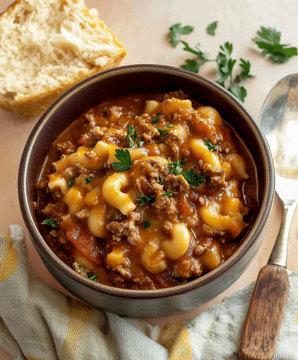 Slow Cooker Slumgullion (goulash) Recipe - Savory Kitchen Stories